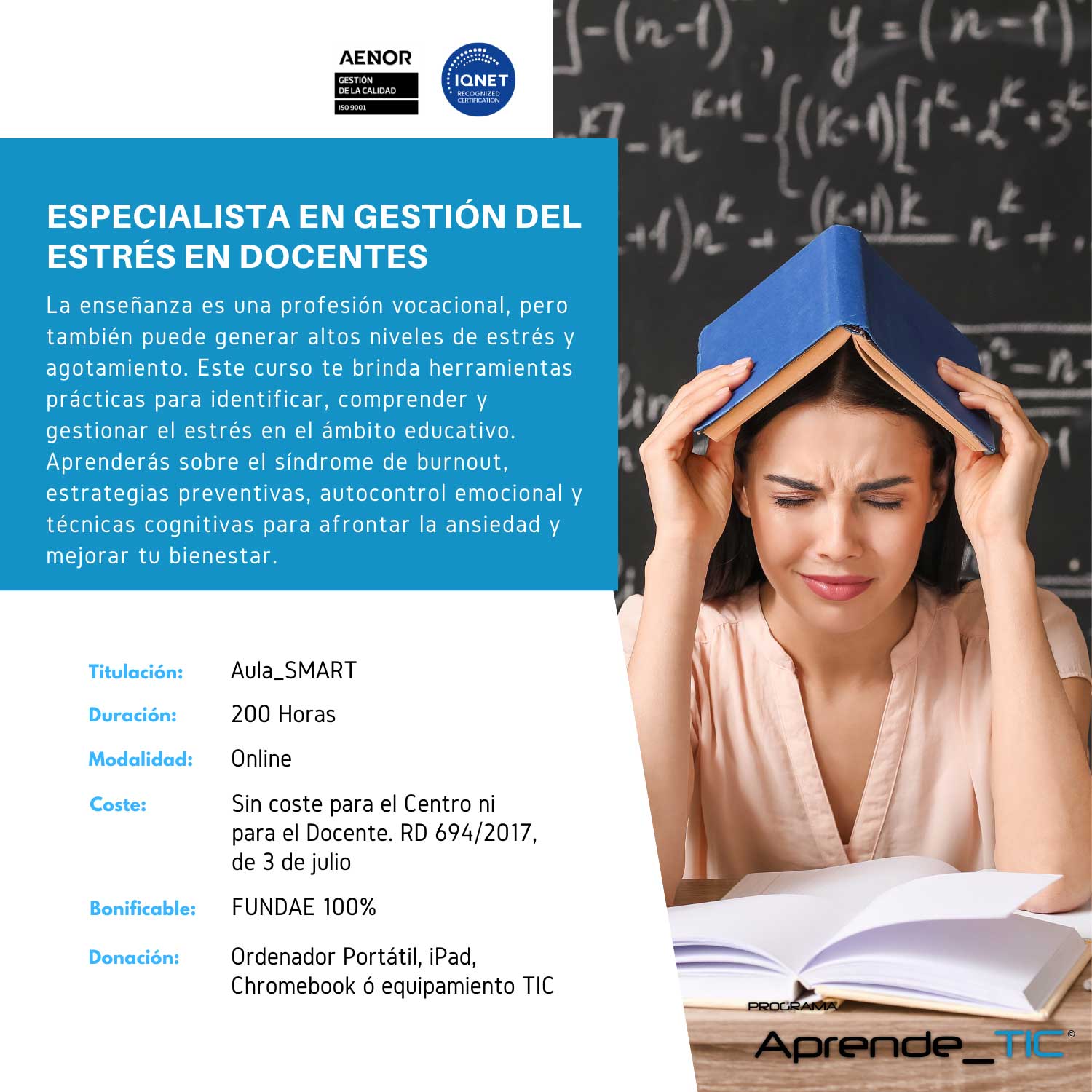 CURSO ESPECIALISTA EN GESTIÓN DEL ESTRÉS DOCENTE | Fundación AULA_SMART®